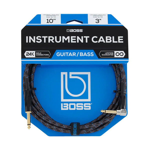 Boss BIC-10A – 3m Straight to Right Angled Instrument Cable | Sound Select ZA